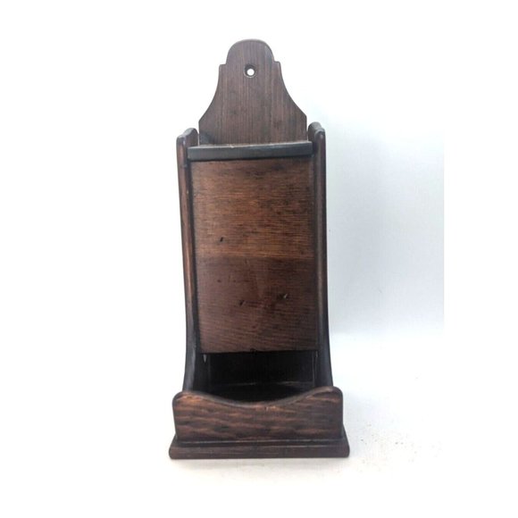 Accents | Vintage Wooden Match Box Holder Dispenser Wall Mount Hanging ...